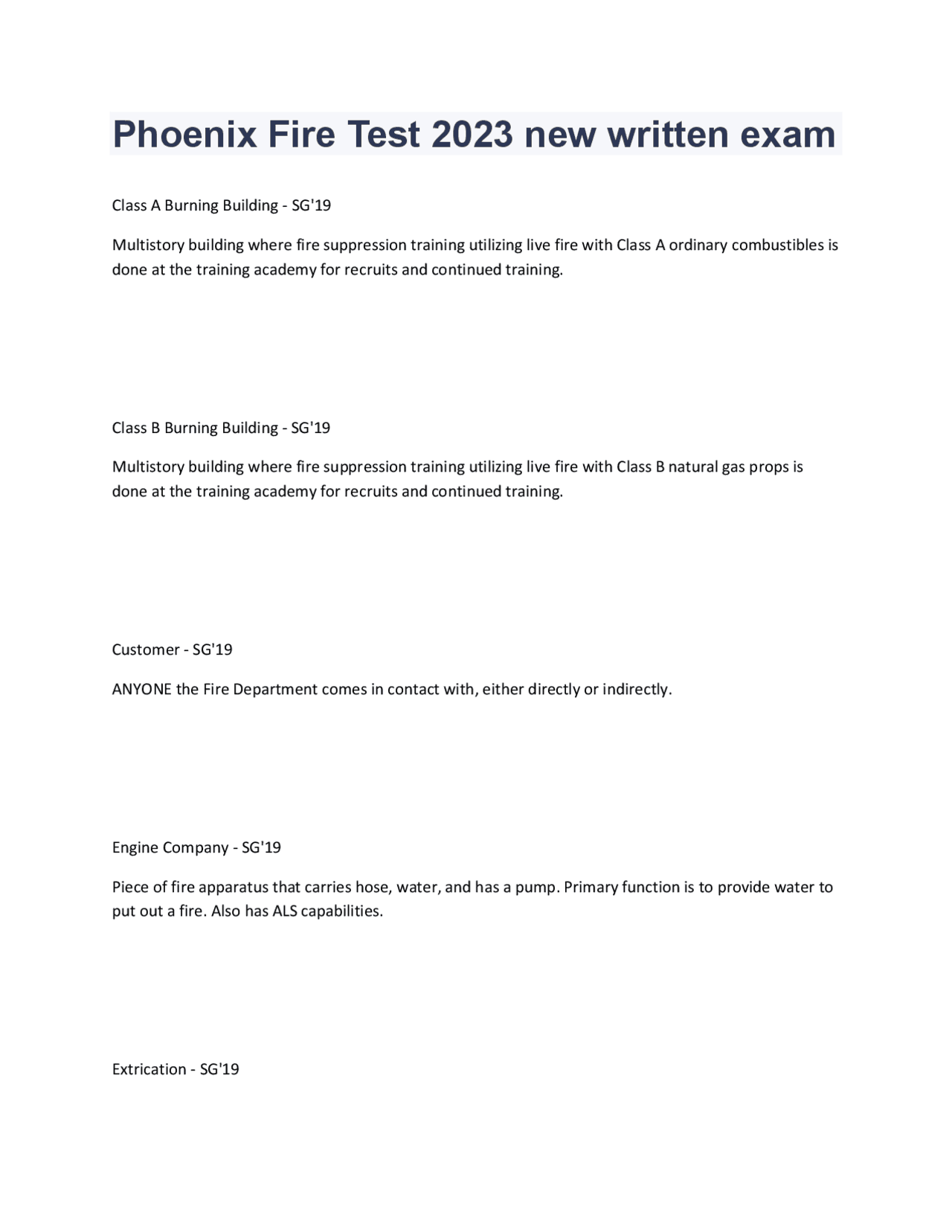 Phoenix Fire Test 2024 new written exam | Exams Safety and Fire ...