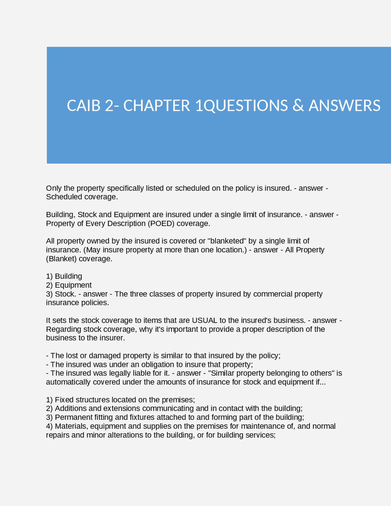 CAIB 2- CHAPTER 1QUESTIONS & ANSWERS | Exams Nursing | Docsity