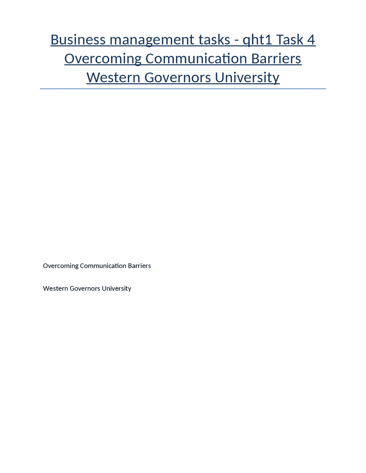 Business management tasks - qht1 Task 4 Overcoming Communication ...