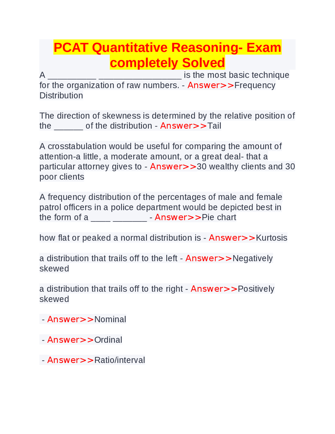 PCAT Quantitative Reasoning- Exam completely Solved | Exams Reasoning ...