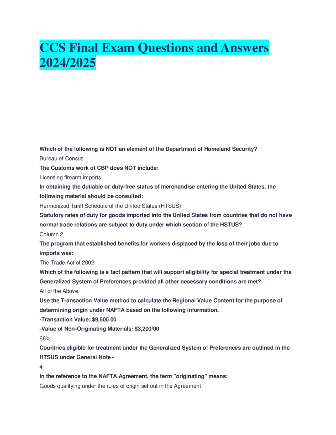 CCS Final Exam Questions and Answers 2024/2025 | Exams Business ...