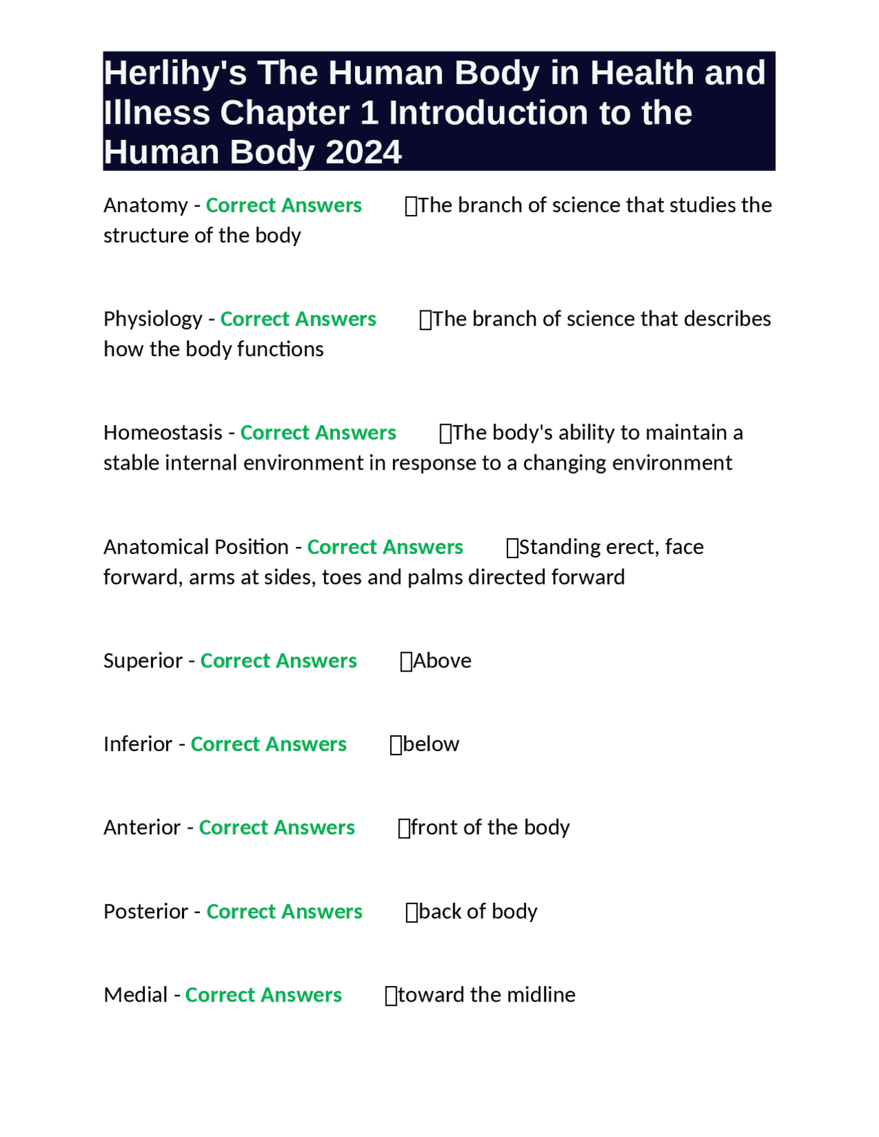 Herlihy's The Human Body in Health and Illness Chapter 1 Introduction ...