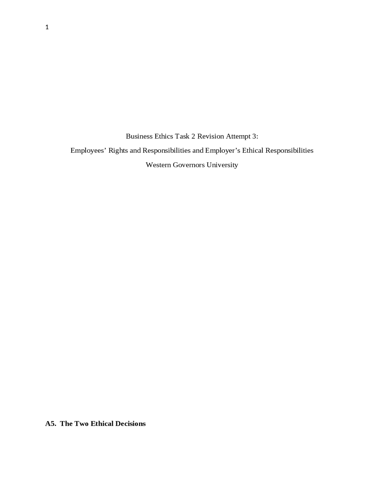 Business Ethics Task 2 Revision Attempt 3:Employees Rights a | Lecture ...