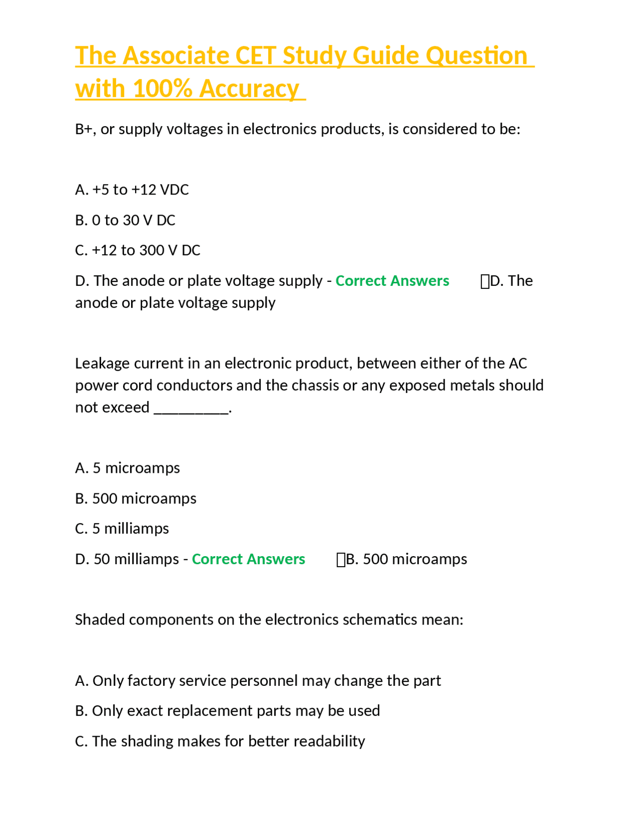 The Associate CET Study Guide Question with 100% Accuracy | Exams ...