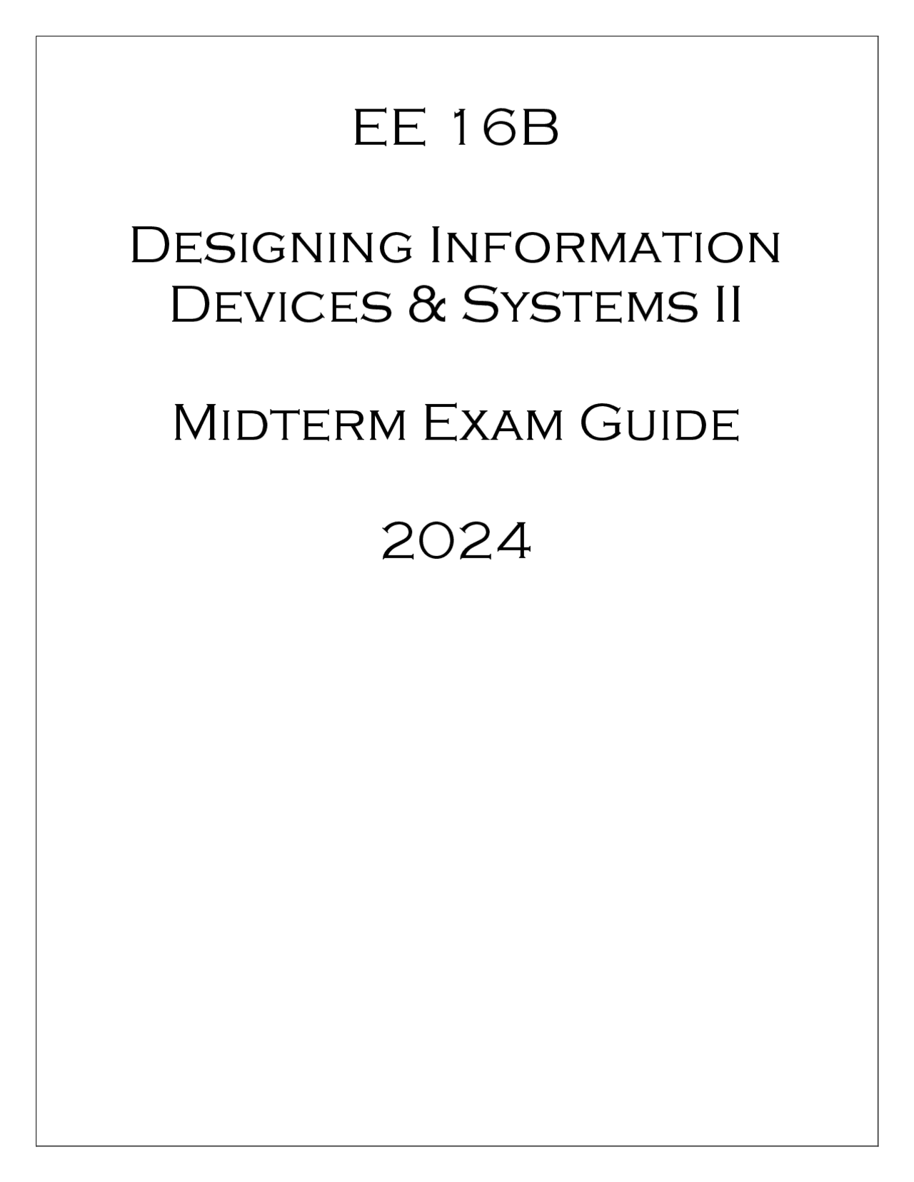 (Berkeley) EE 16B Designing Information Devices & Systems II Midterm Exam Guide 2024 | Exams ...