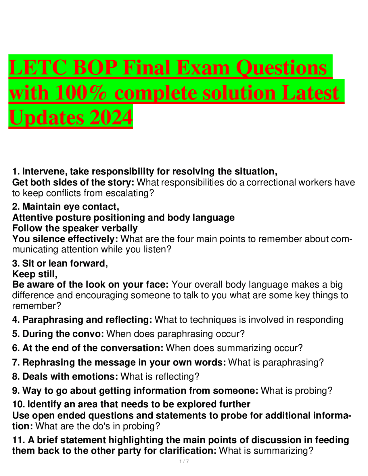 LETC BOP Final Exam Questions with 100% complete solution Latest ...