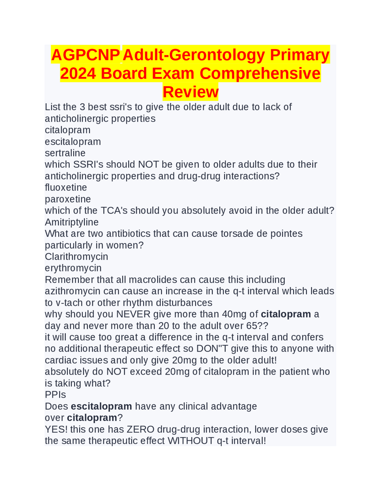 AGPCNP Adult-Gerontology Primary 2024 Board Exam Comprehensive Review ...