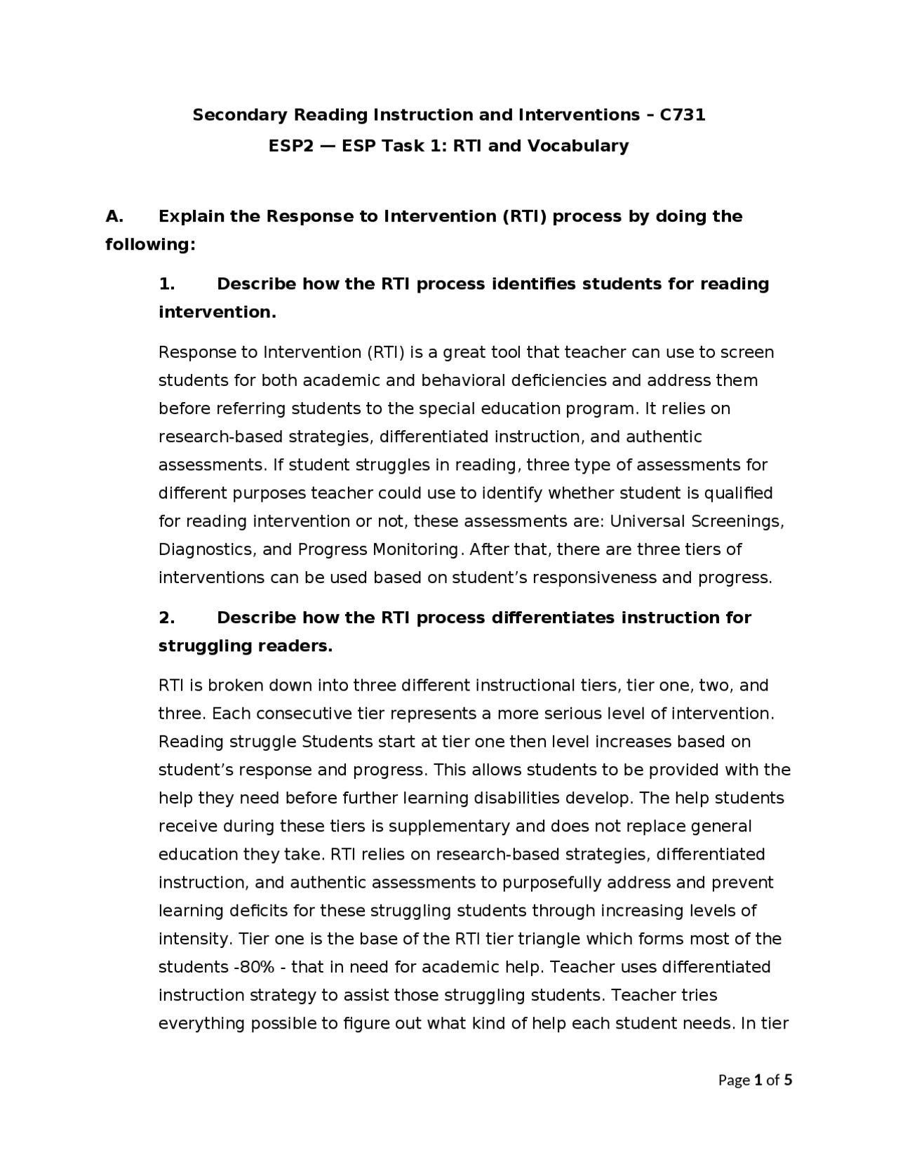 Secondary Reading Instruction and Interventions " C731ESP2 " | Lecture ...