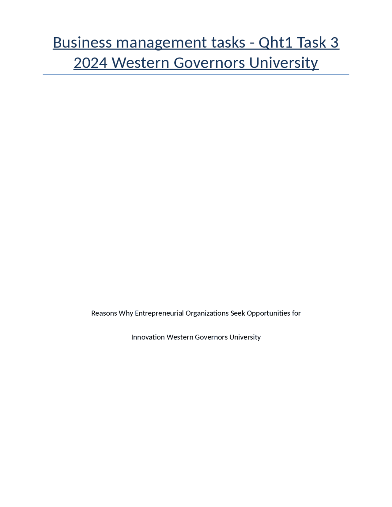 Business management tasks - Qht1 Task 3 2024 Western Governors ...