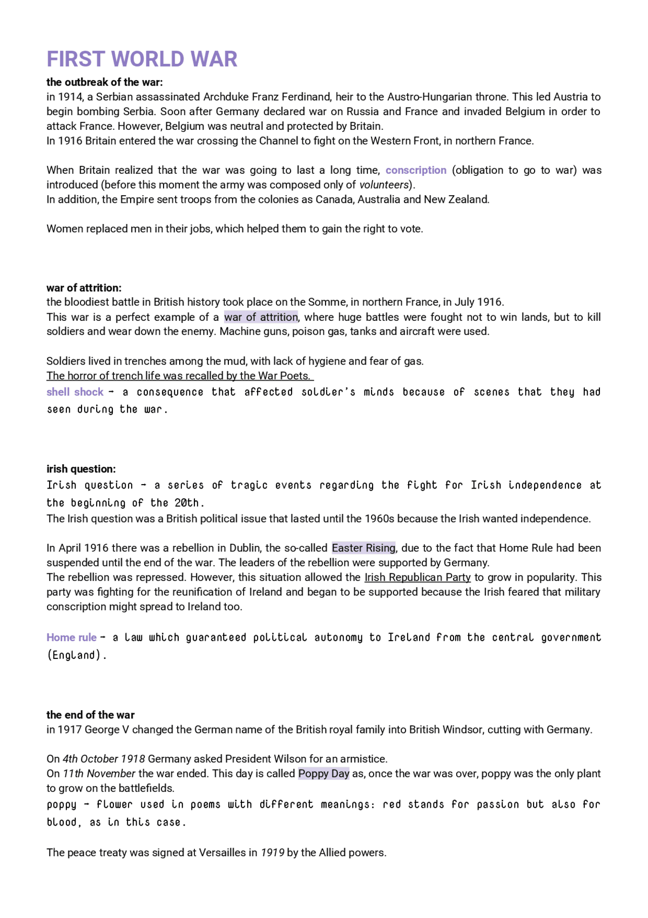 first war world: war poets | Appunti di Inglese | Docsity