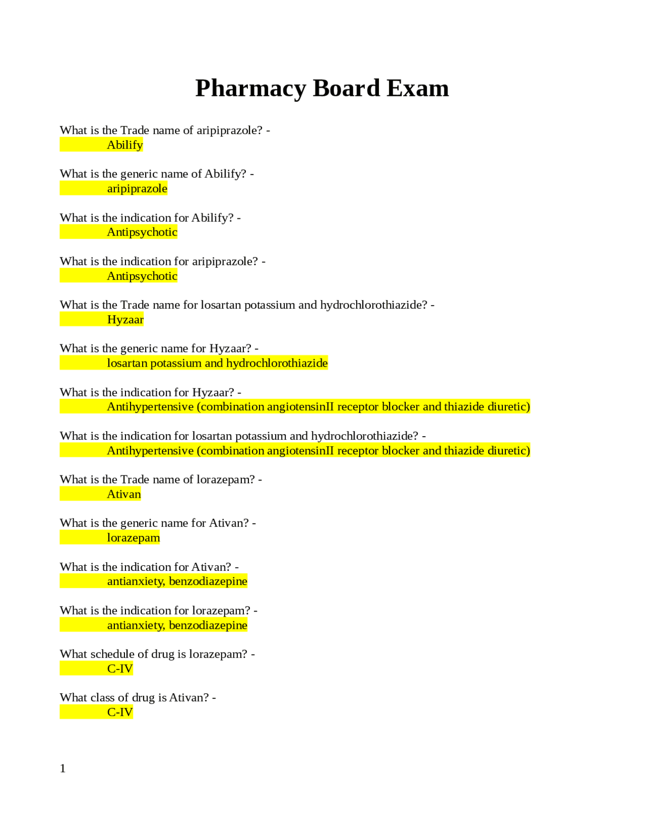 Pharmacy Board Exam Pharmacy Board Exam | Exams Pharmacy | Docsity