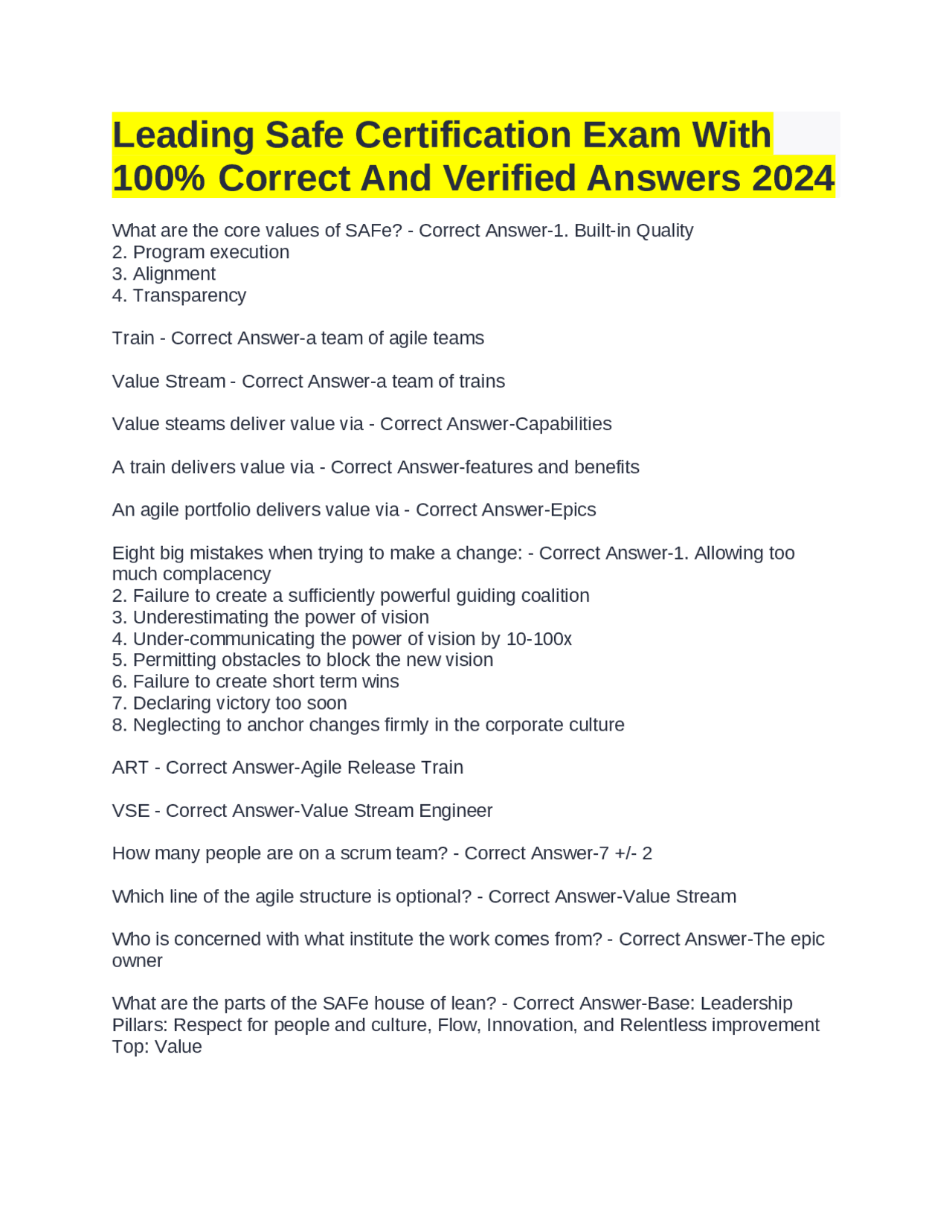 Leading Safe Certification Exam With 100% Correct And Verified Answers ...