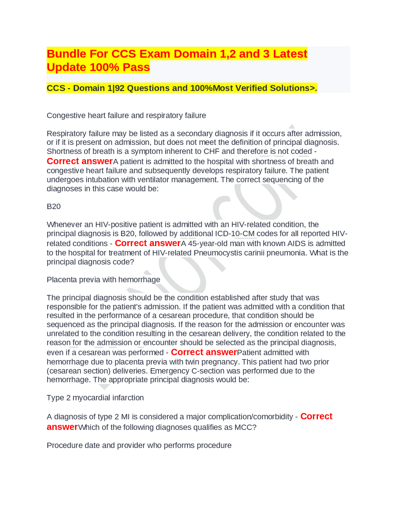 Bundle For CCS Exam Domain 1,2 and 3 Latest Update 100% Pass | Exams ...