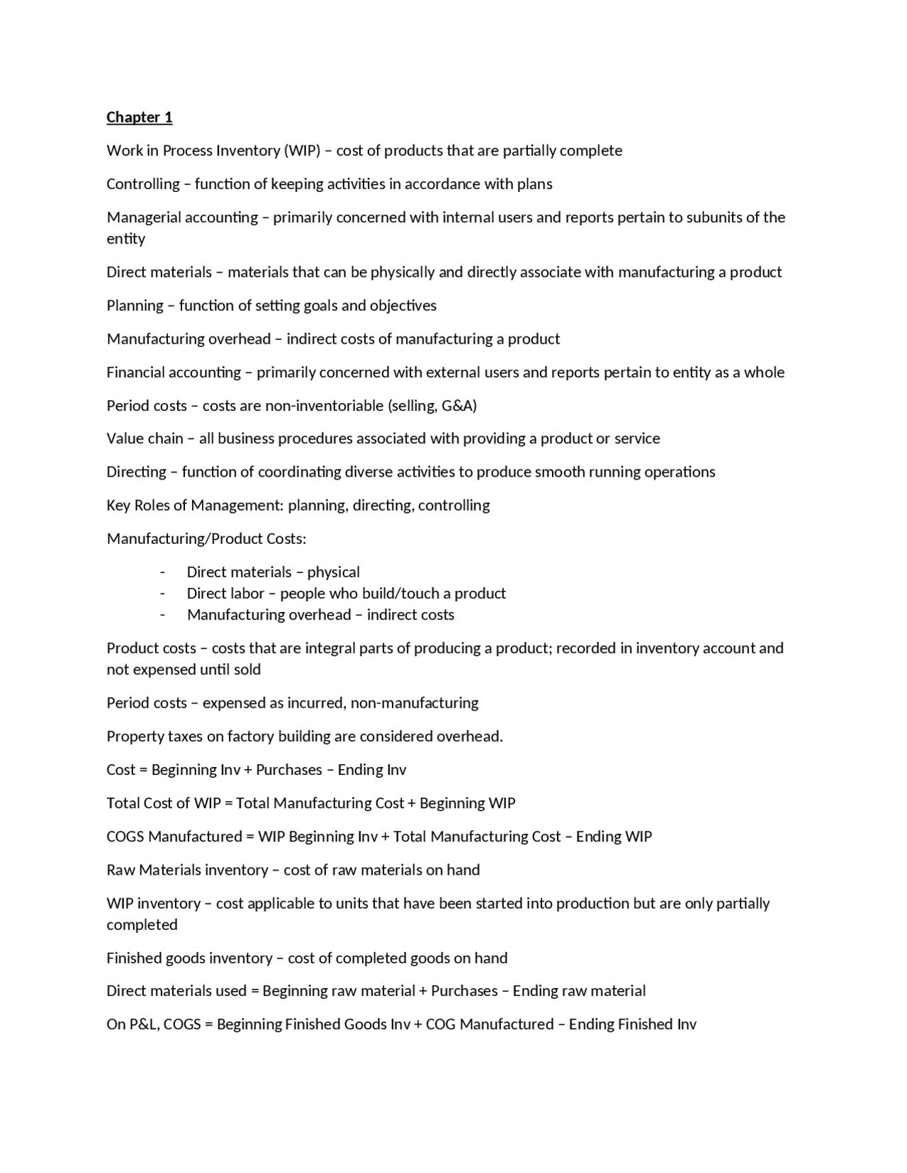 Chapter 1Work in Process Inventory (WIP) " cost of products | Lecture ...