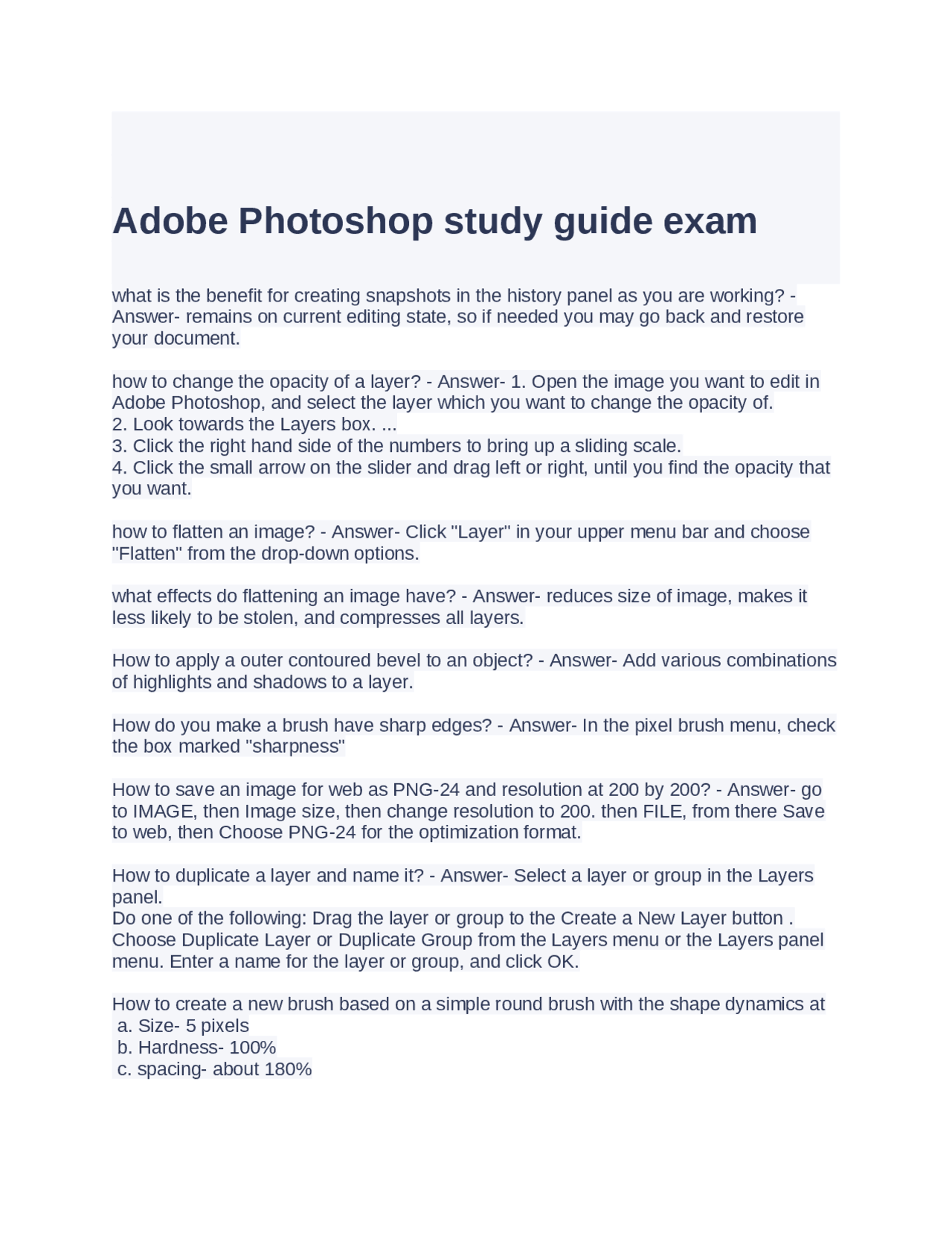 Adobe Photoshop study guide exam with complete solutions | Exams ...