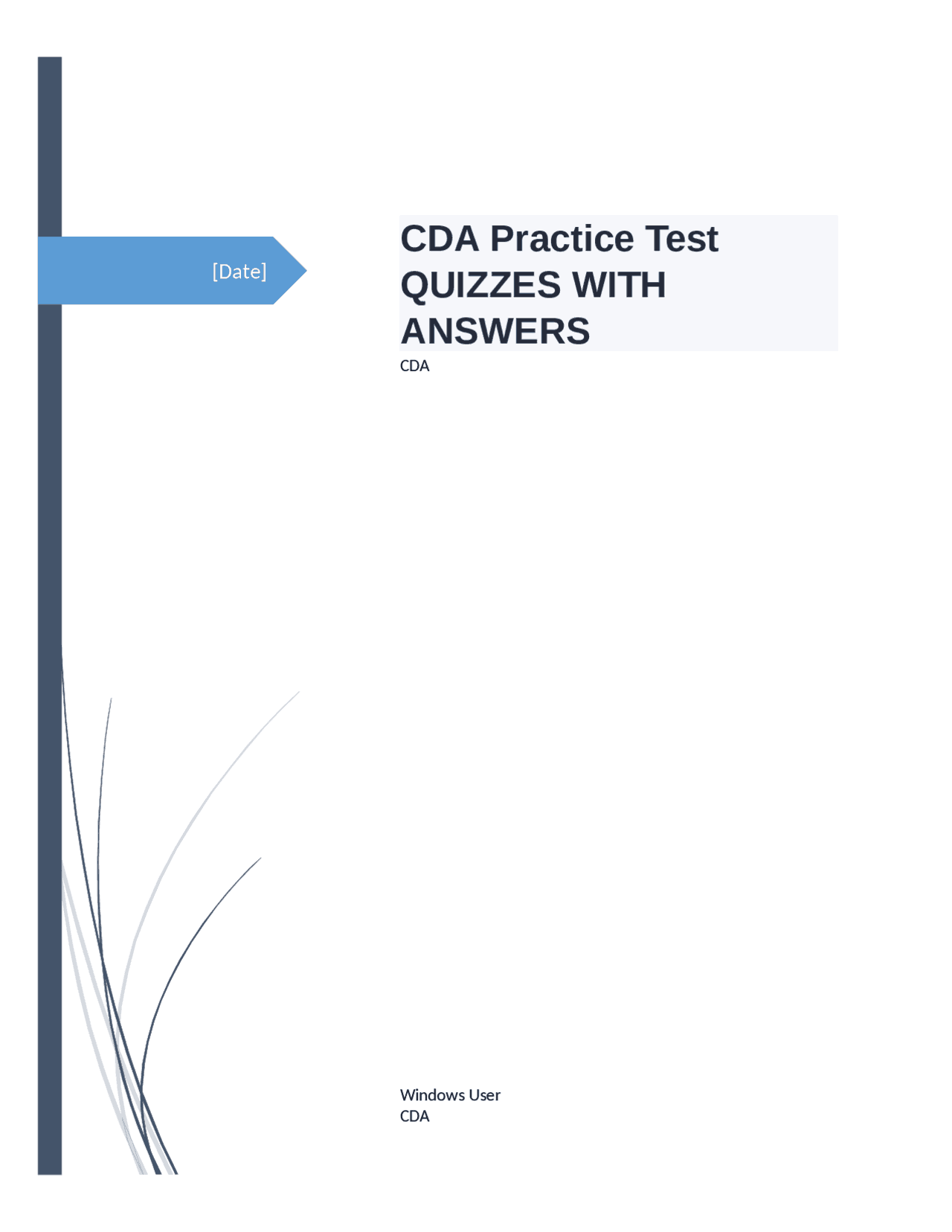 CDA Practice Test QUIZZES WITH ANSWERS | Exams Nursing | Docsity