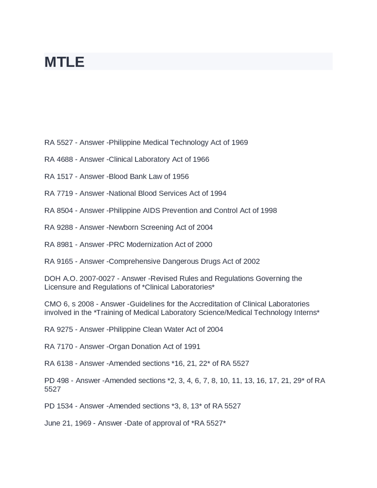 MTLE EXAM QUESTIONS WITH 100% CORRECT ANSWERS | Exams Nursing | Docsity