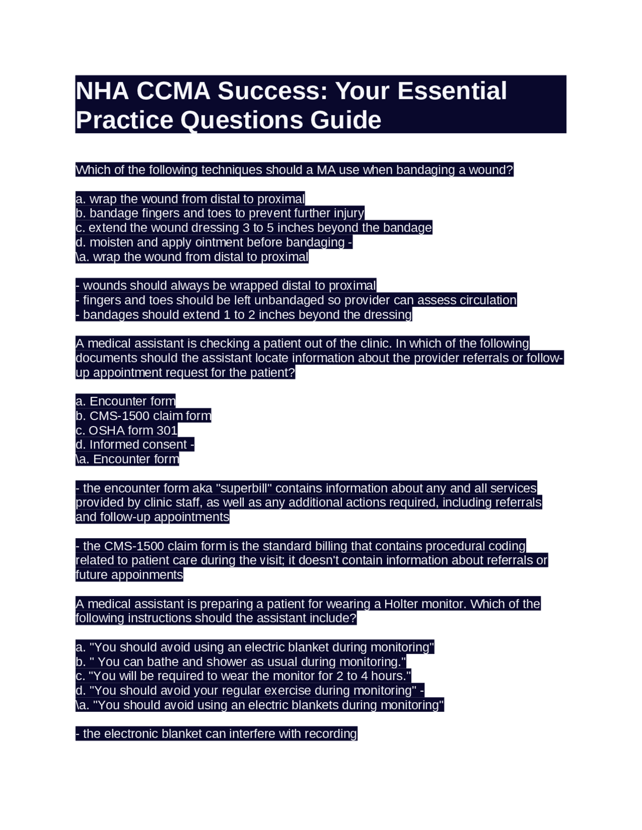 NHA CCMA Success: Your Essential Practice Questions Guide | Exams ...