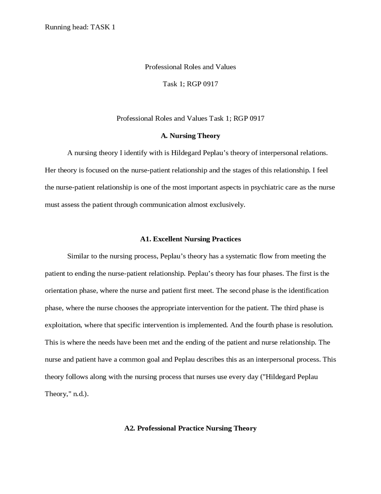 Professional Roles and ValuesTask 1; RGP 0917Professional Ro | Lecture ...