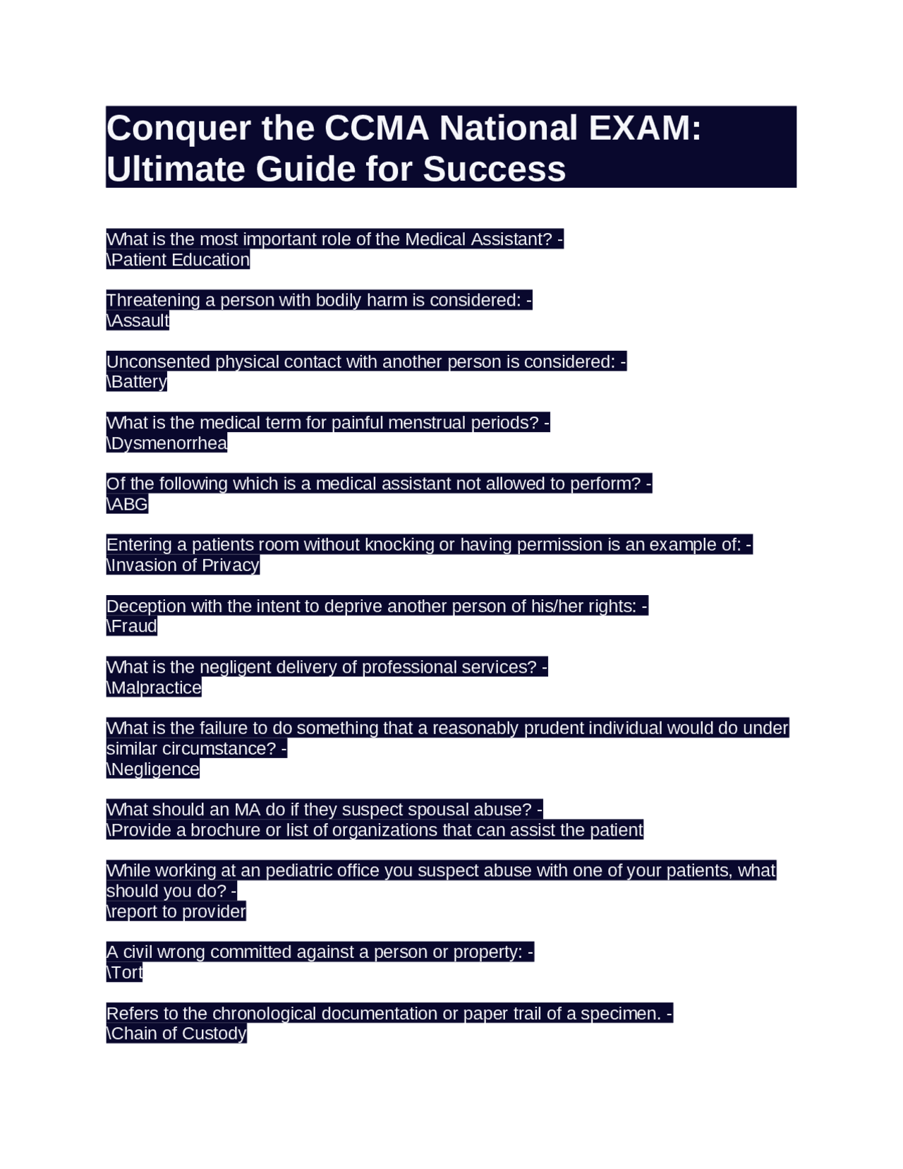 Conquer the CCMA National EXAM: Ultimate Guide for Success | Exams ...