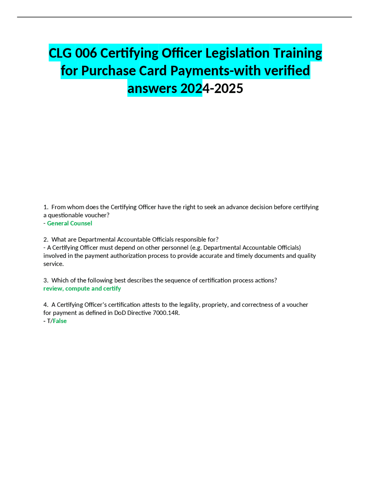CLG 006 Certifying Officer Legislation Training for Purchase Card ...
