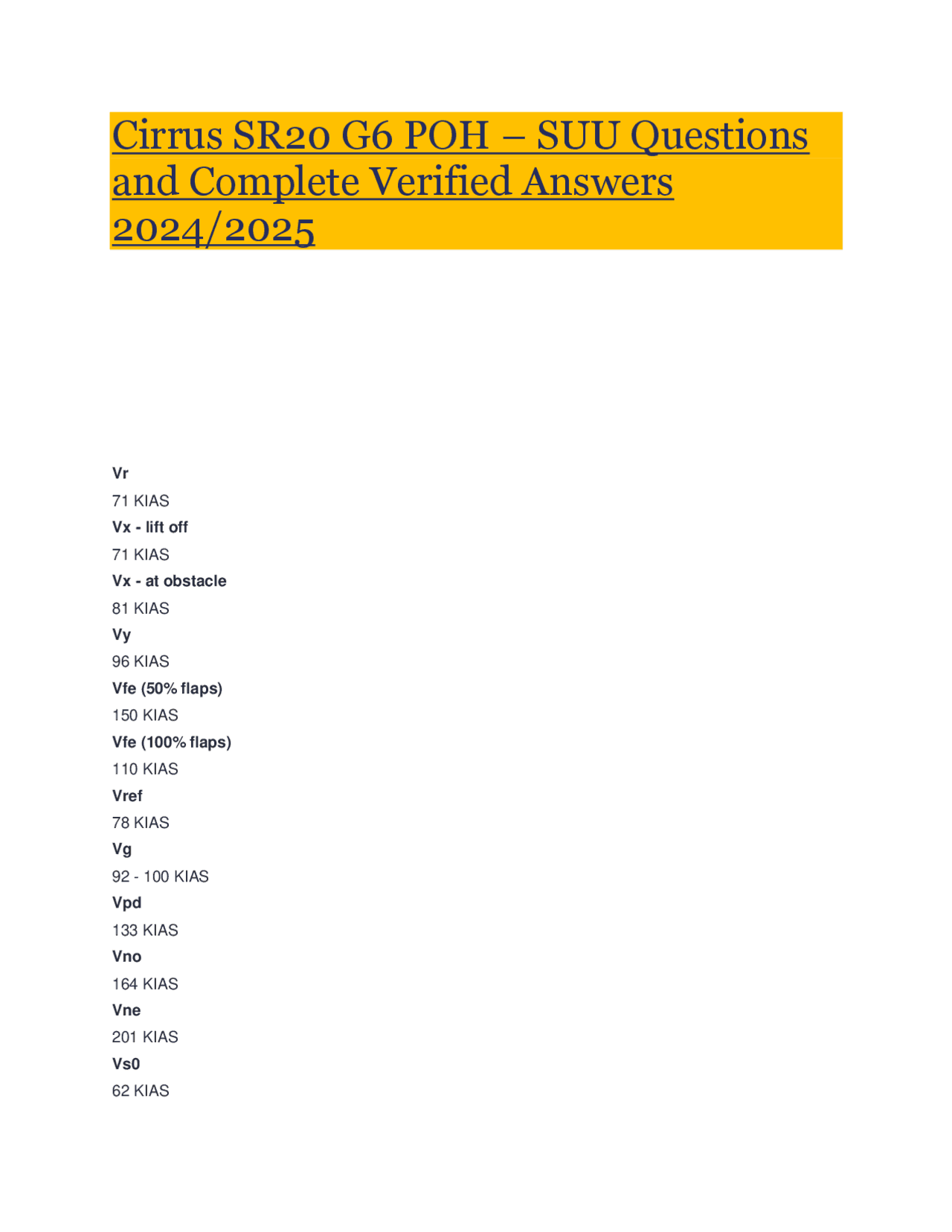 Cirrus SR20 G6 Pilot's Operating Handbook (POH) - Comprehensive Guide ...