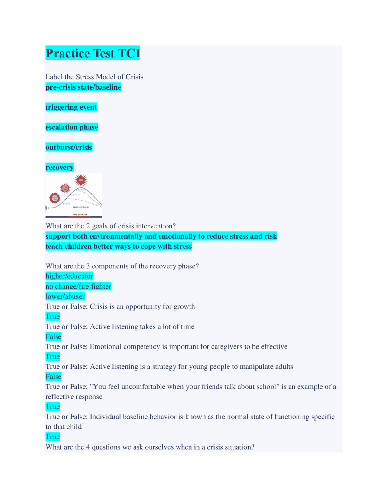 Practice Test TCI Questions and Answers | Exams Nursing | Docsity