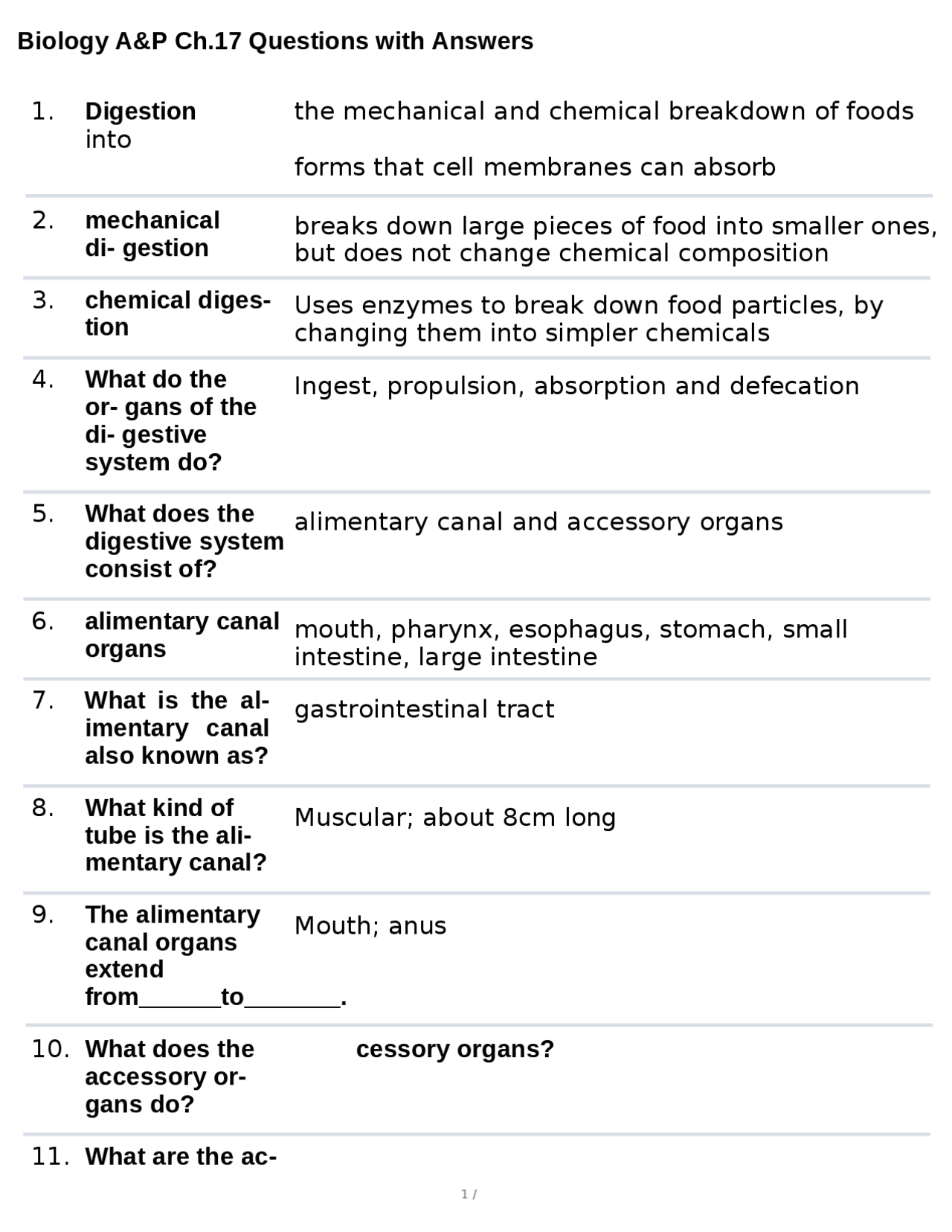 Biology A&P Ch.17 Questions with Answers | Exams Biology | Docsity