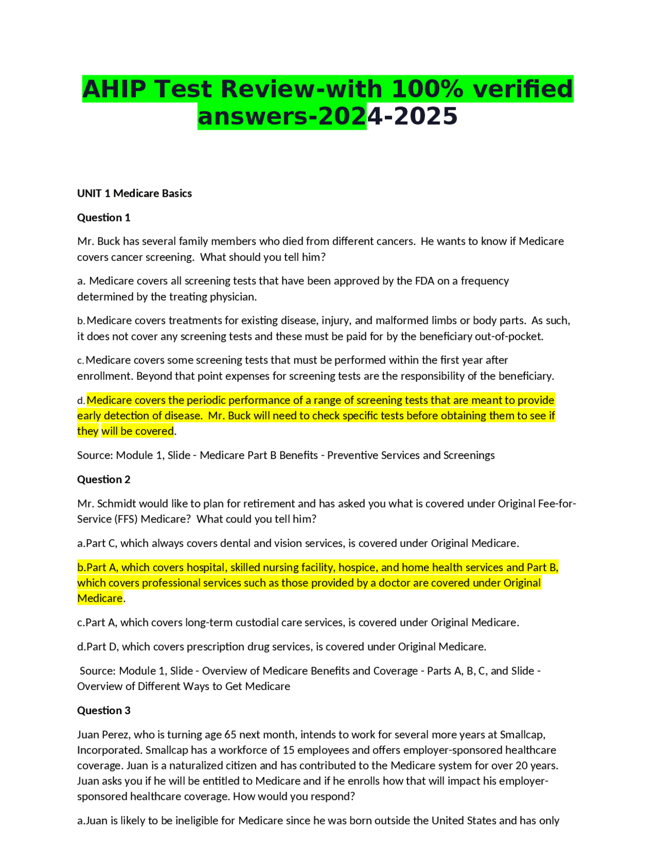 AHIP Test Review-with 100% verified answers-2024-2025.docx | Exams ...