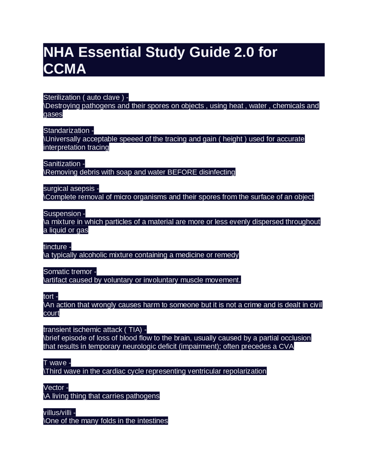 NHA Essential Study Guide 2.0 for CCMA | Exams Clinical Medicine | Docsity