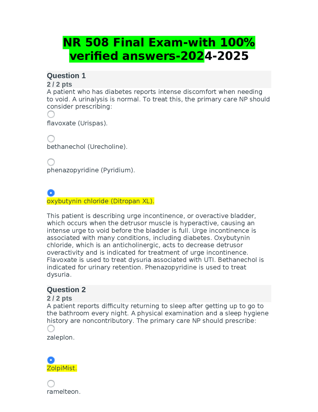 NR 508 Final Exam-with 100% verified answers-2024-2025.docx | Exams Nursing | Docsity