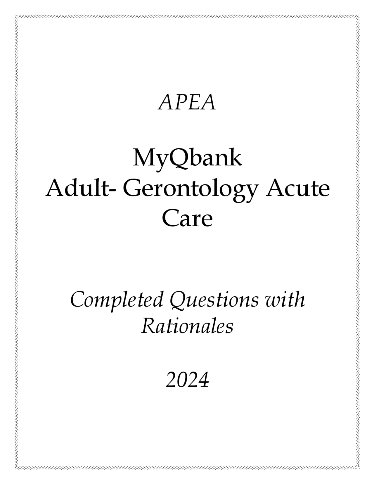 APEA AGACNP MyQbank Adult-Gerontology Acute Care New Completed ...