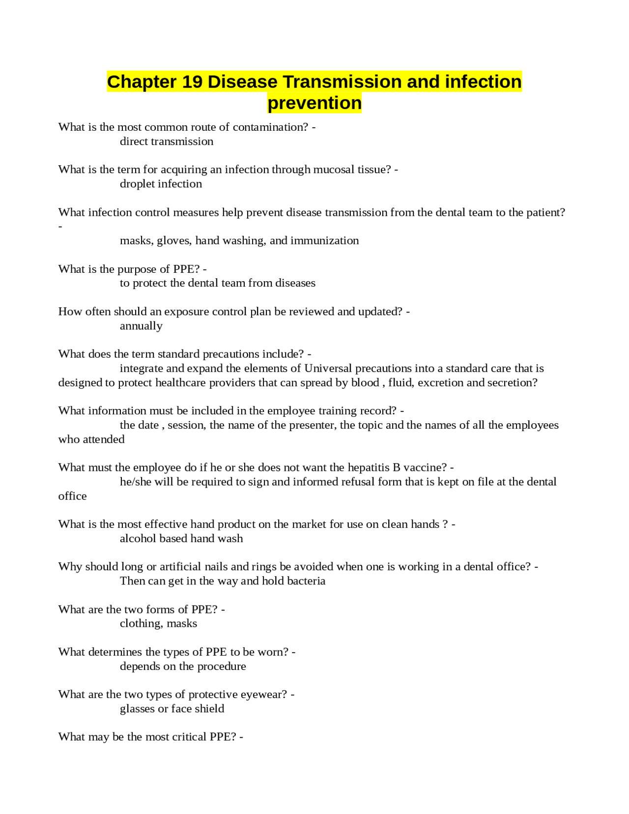 Chapter 19 Disease Transmission and infection prevention | Exams ...