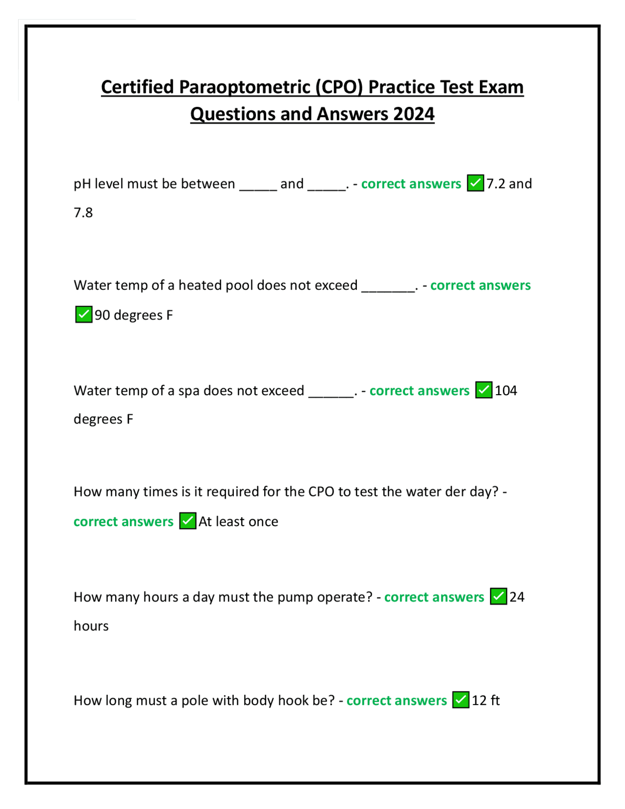 Certified Paraoptometric (CPO) Practice Test Exam Questions and Answers ...