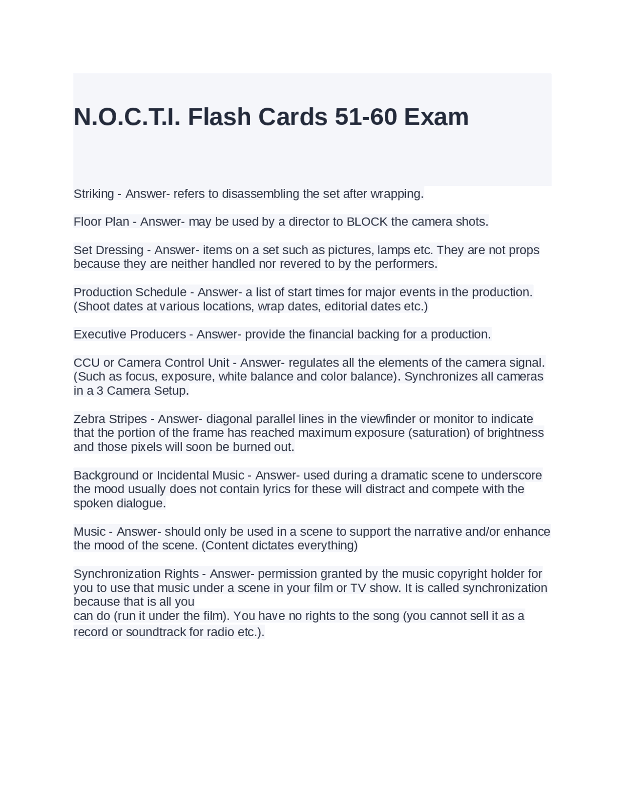 N.O.C.T.I. Flash Cards 51-60Exam Questions and Answers | Exams Advanced ...