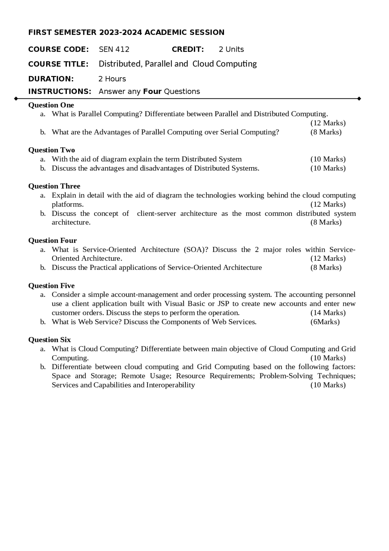 The question is Past Question Paper for Distributed exam | Exams Distributed Programming and ...