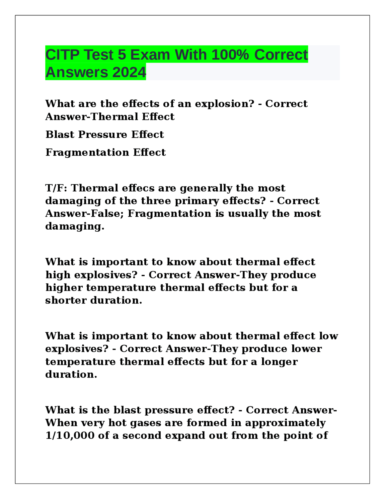 CITP Test 5 Exam With 100% Correct Answers 2024 | Exams Advanced ...