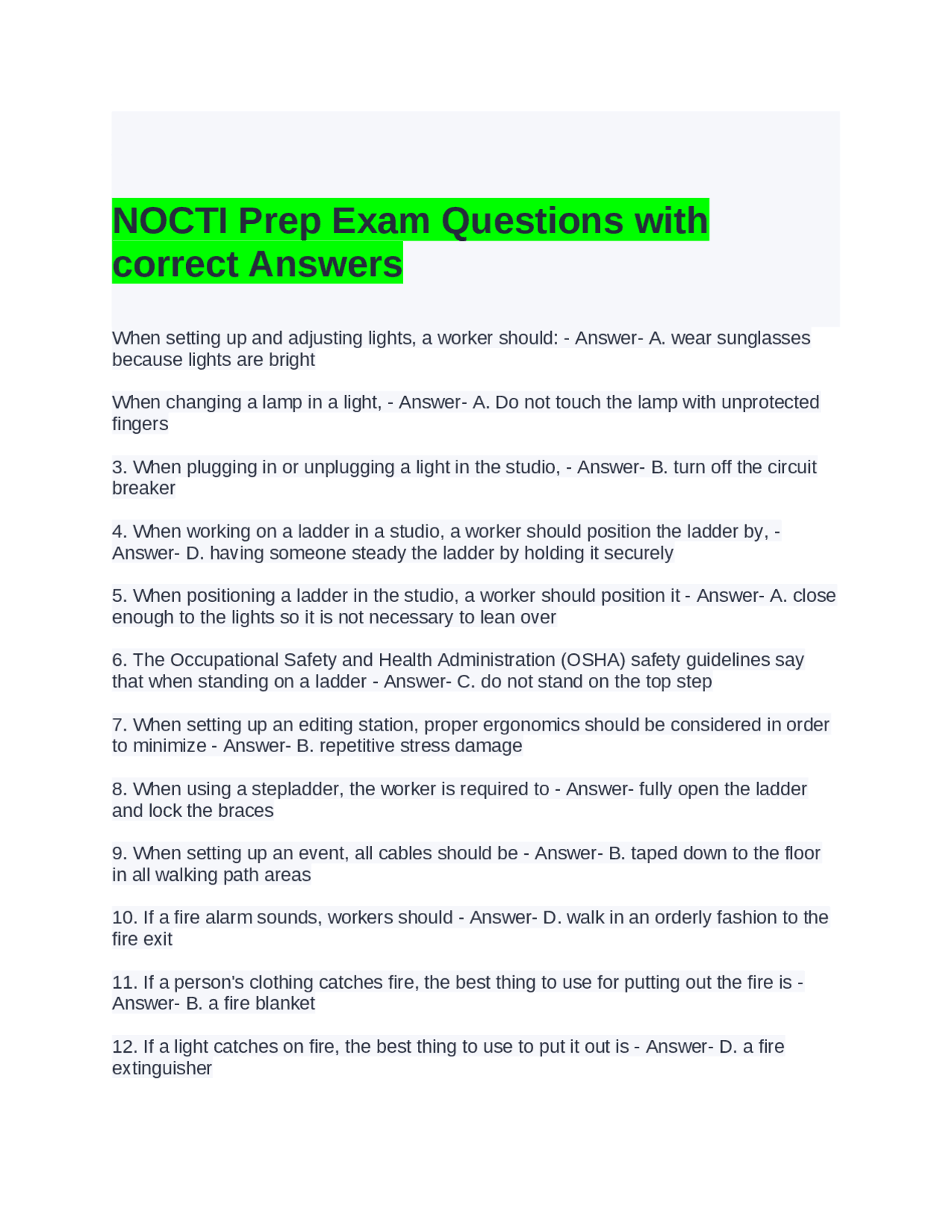 NOCTI Prep Exam Questions with correct Answers | Exams Advanced ...