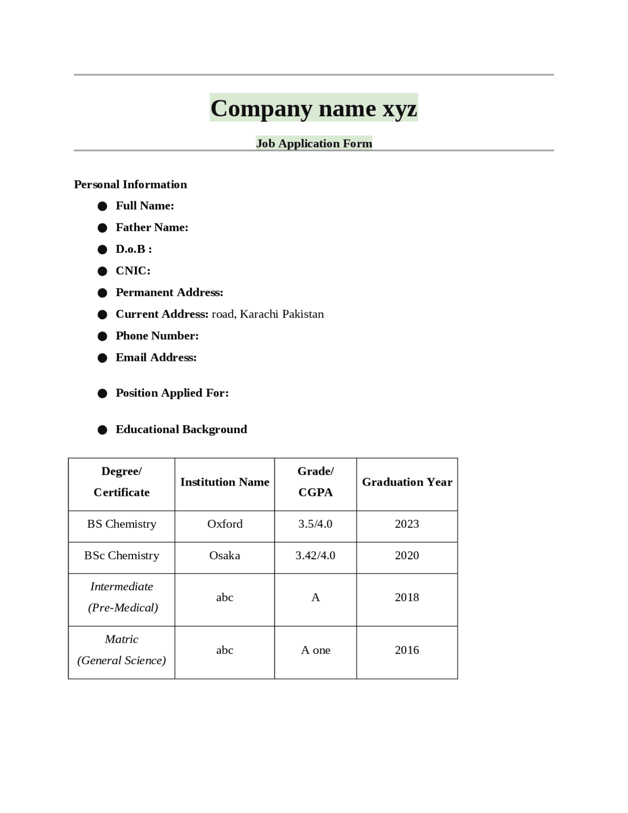 Job application form | Cheat Sheet Job Interviewing Techniques and ...