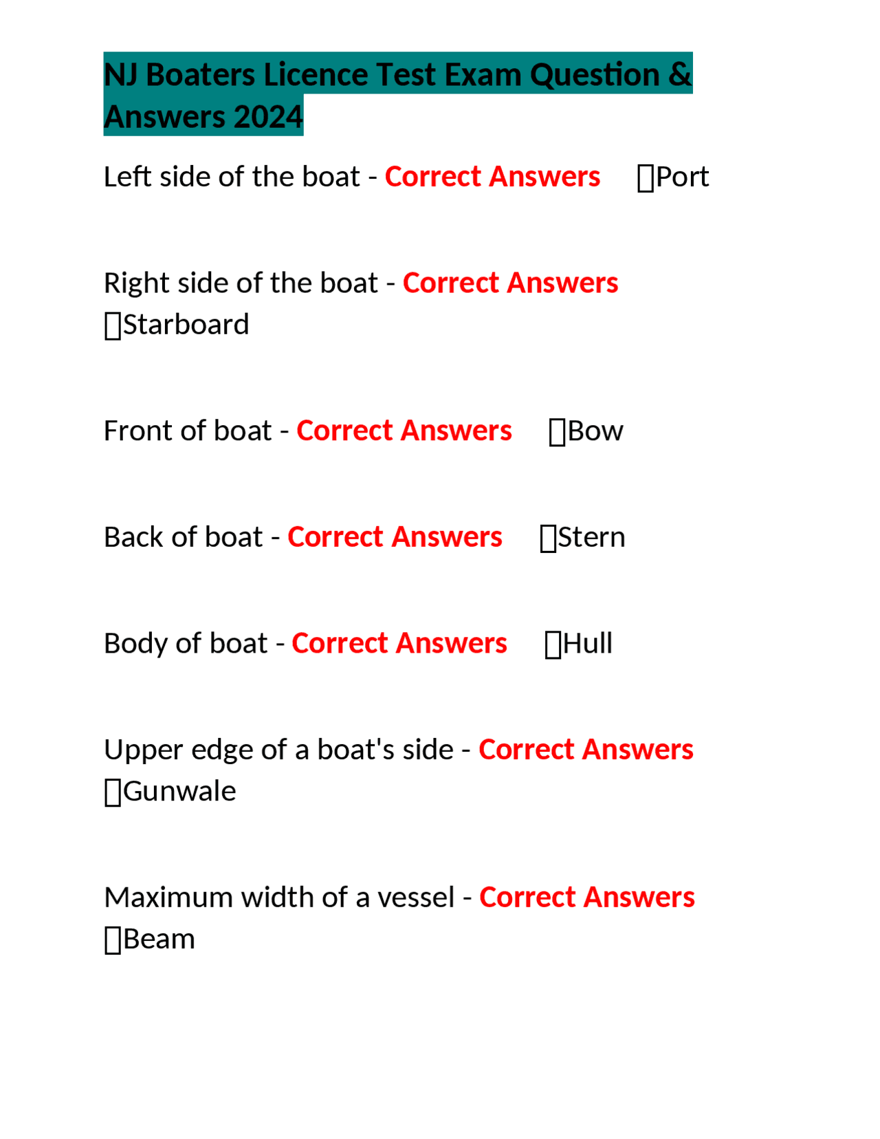 NJ Boaters Licence Test Exam Question & Answers 2024 | Exams Nursing ...