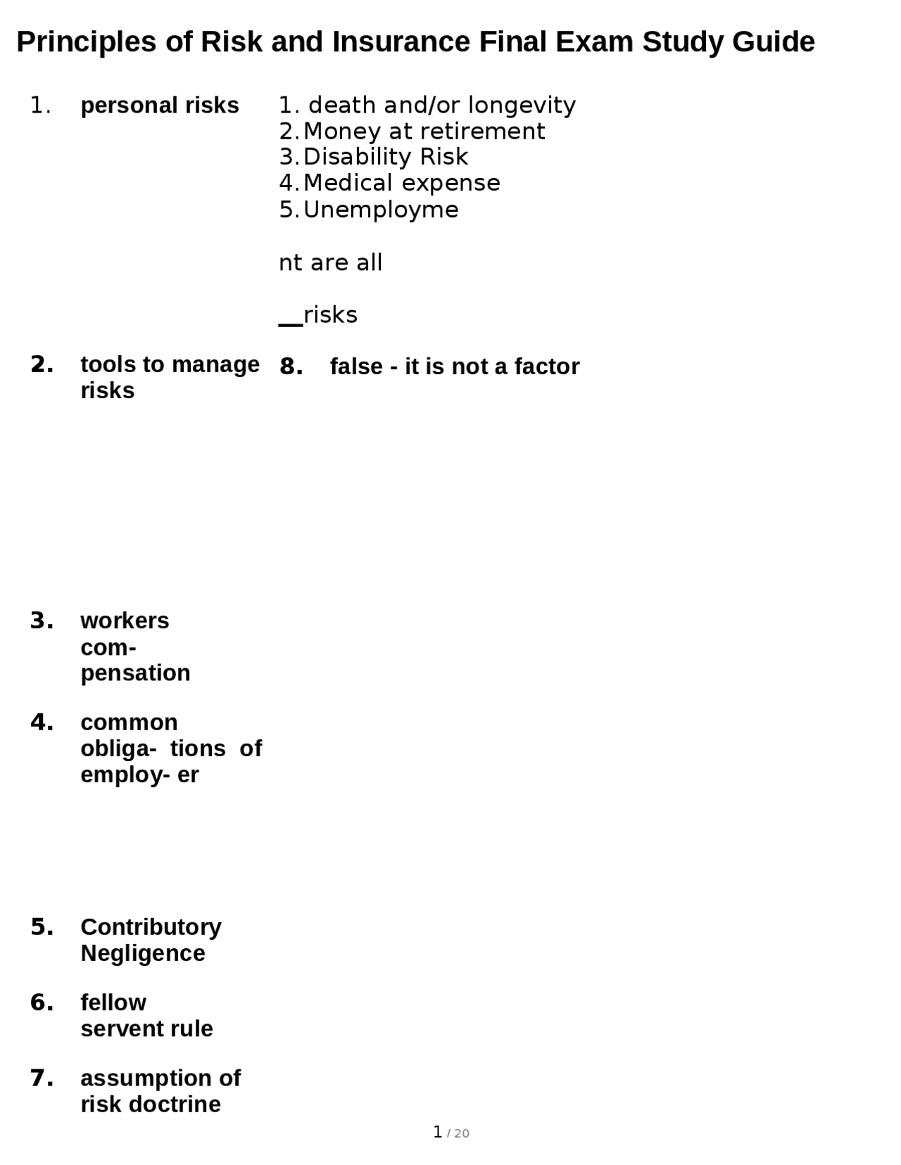 Principles of Risk and Insurance Final Exam Study Guide | Study Guides ...