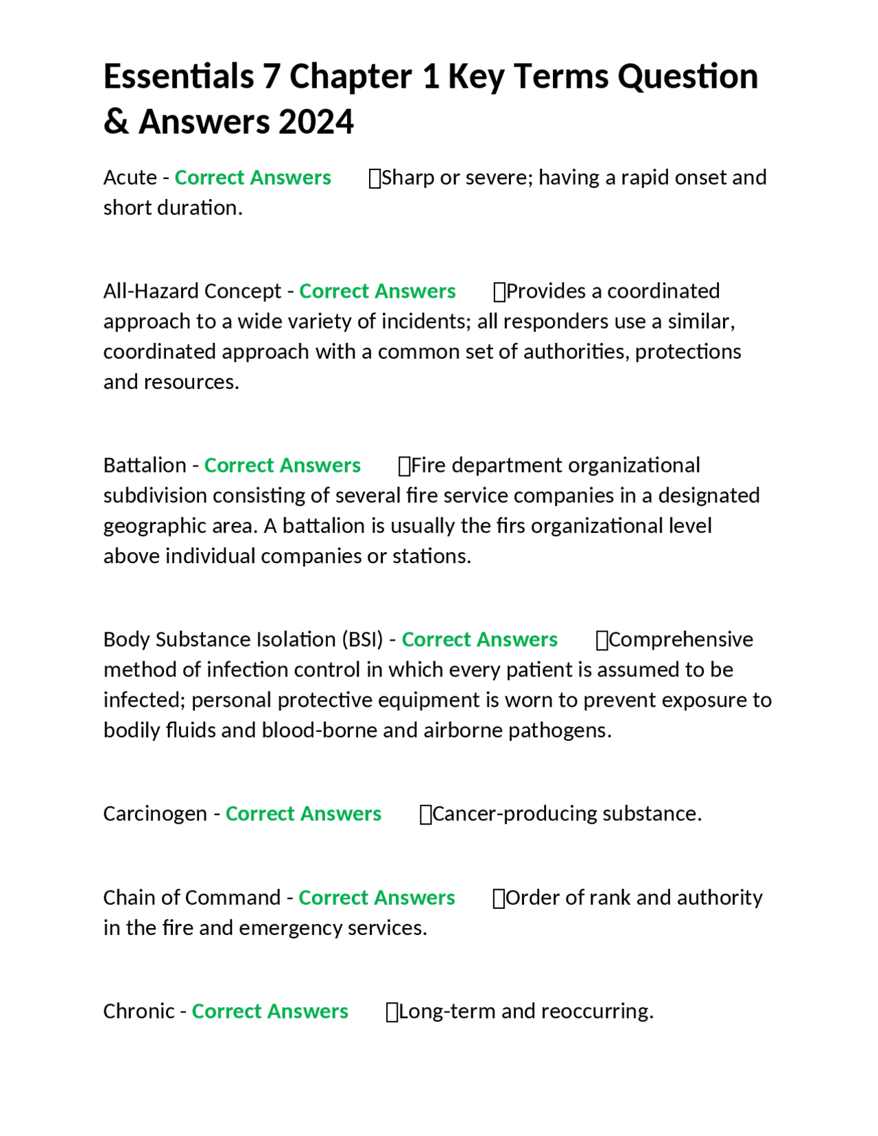 Essentials 7 Chapter 1 Key Terms Question & Answers 2024 | Exams ...