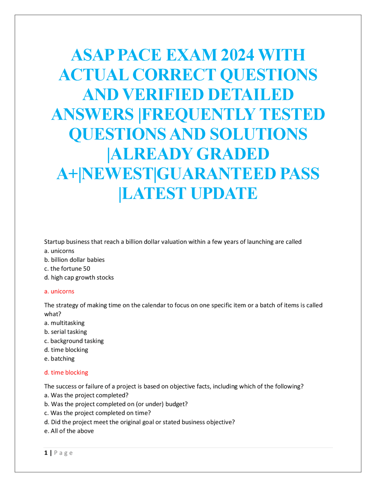 ASAP PACE EXAM 2024 WITH ACTUAL CORRECT QUESTIONS AND VERIFIED DETAILED ...