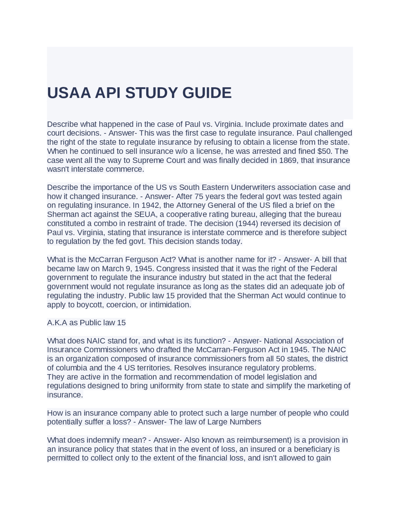 USAA API STUDY GUIDE 2024 WITH COMPLETE SOLUTIONS | Exams Advanced ...