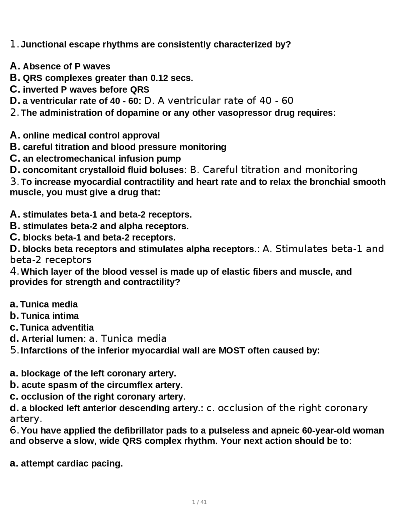 Cardiology Test Questions With Answers 100% Verified 2024 | Exams ...