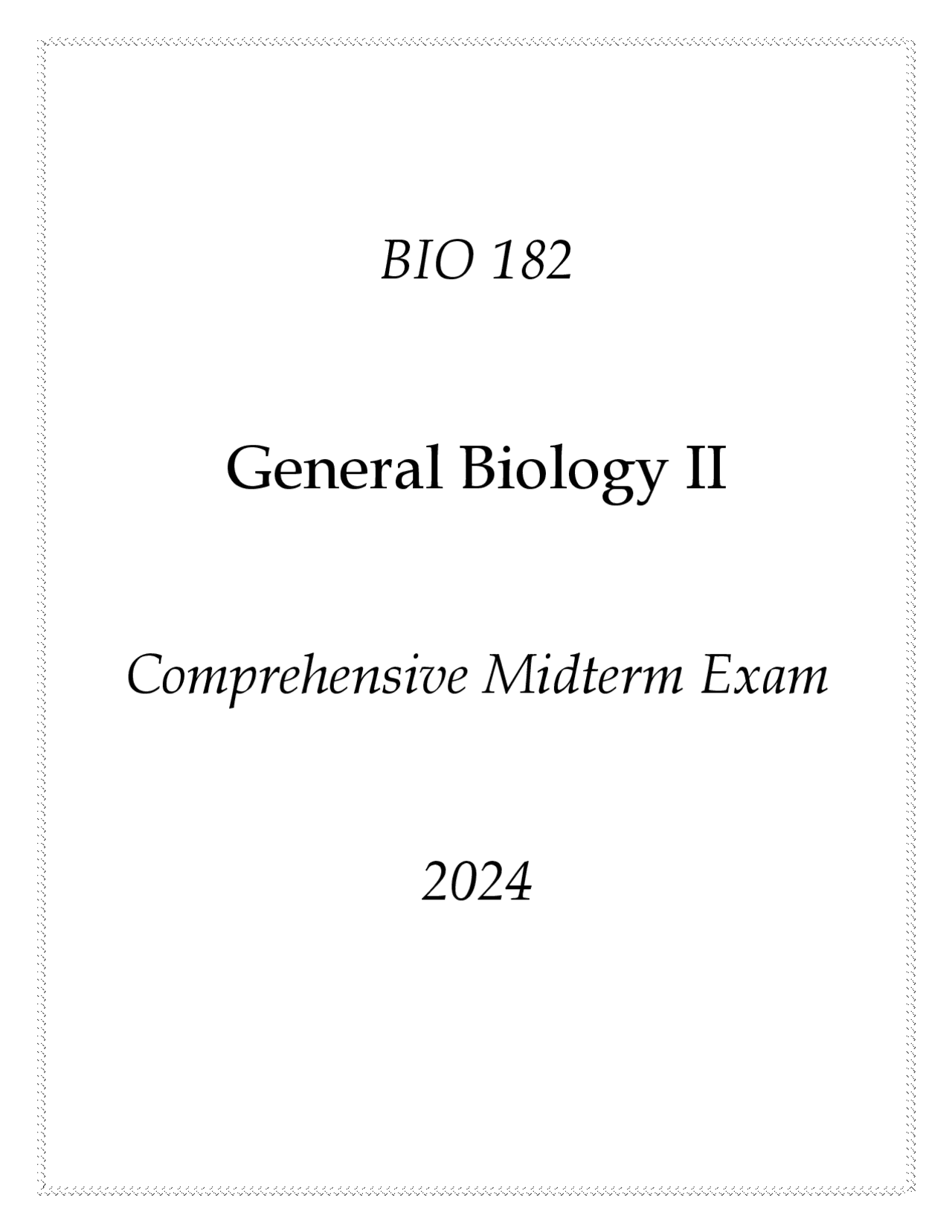 (ASU Online) BIO 182 General Biology II Comprehensive Midterm Exam 2024 ...