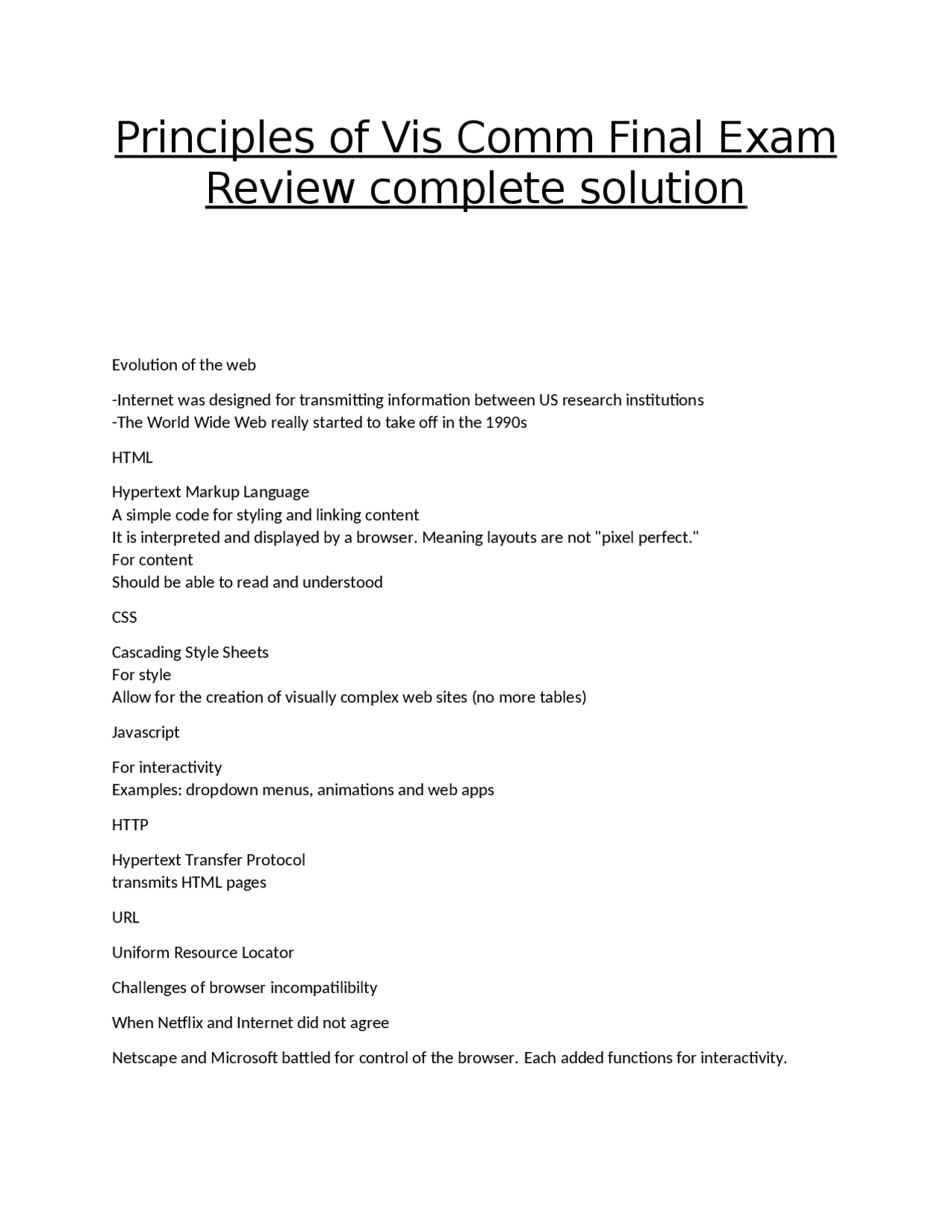 Principles of Vis Comm Final Exam Review complete solution | Exams ...