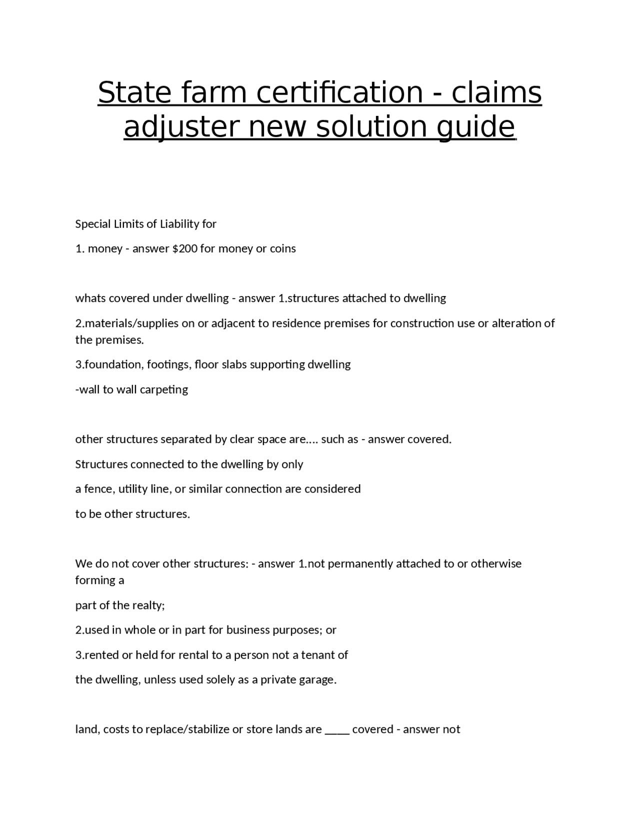 State Farm Certification - Claims Adjuster New Solution Guide | Exams ...