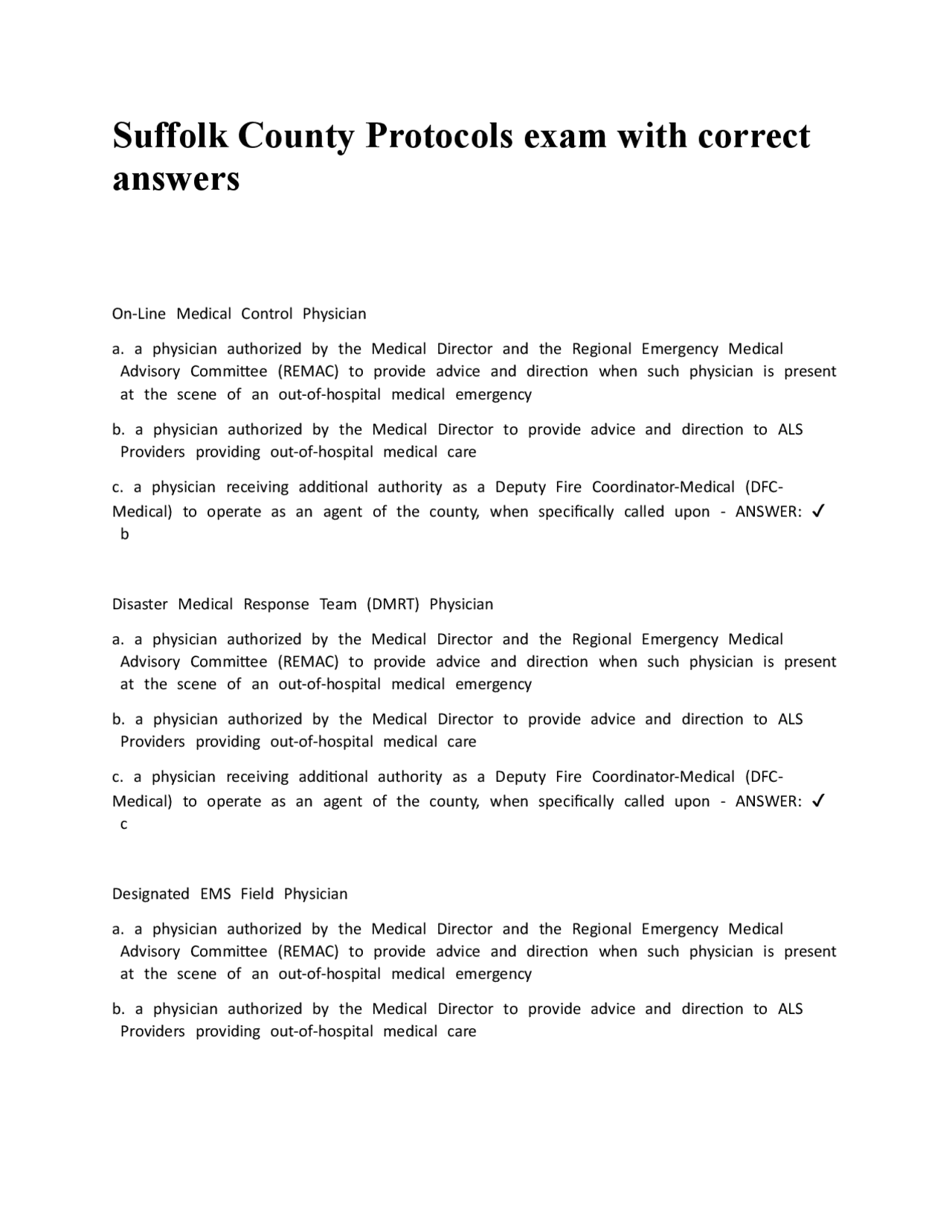 Suffolk County Protocols exam with correct answers.pdf | Exams Law ...