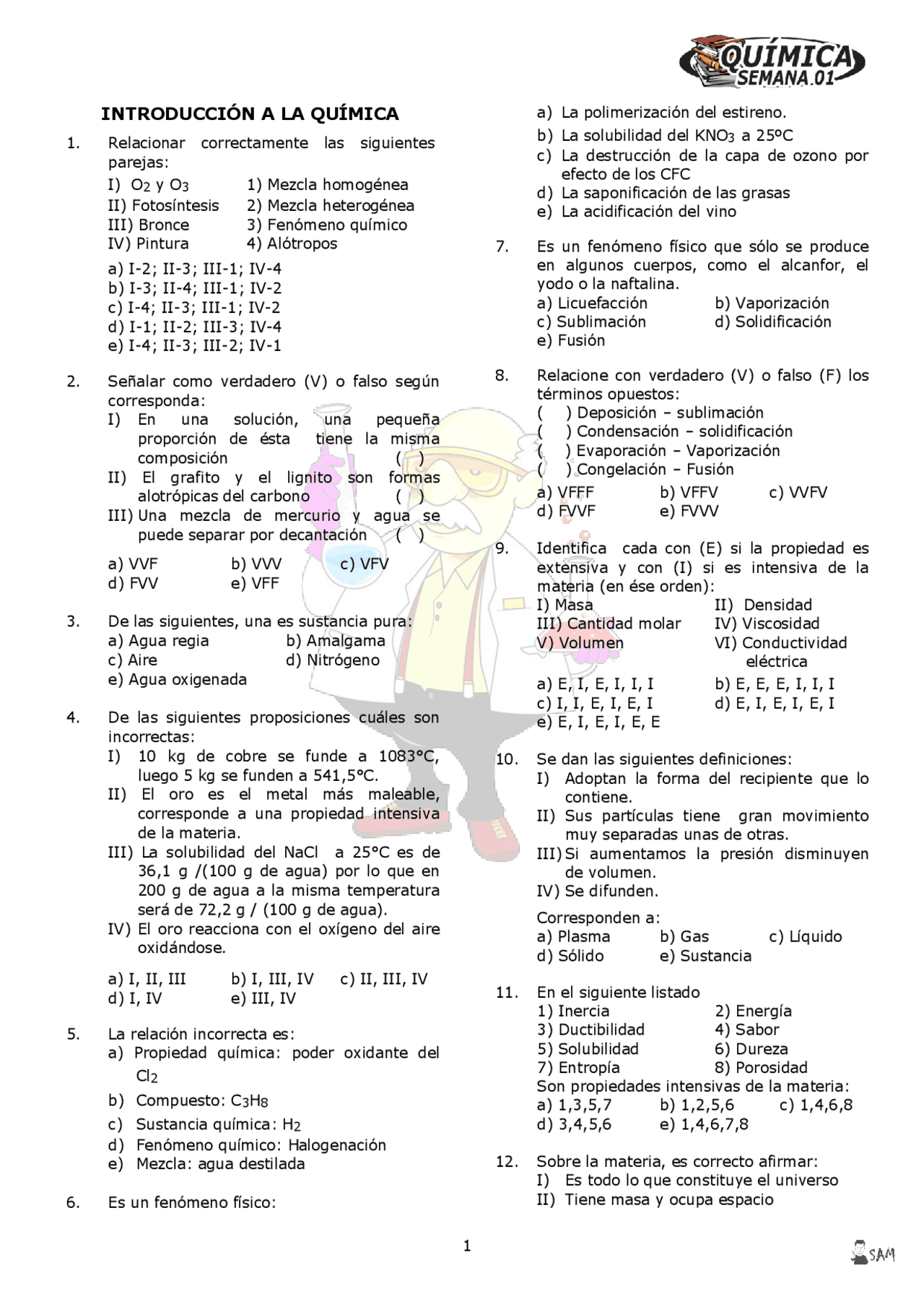 QUIMICA EJERCICIOS PARA PRACTICAR | Ejercicios de Química | Docsity